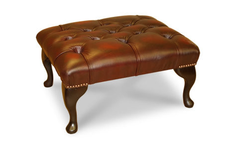 The Queen Anne Leather Footstool | Chesterfields Direct